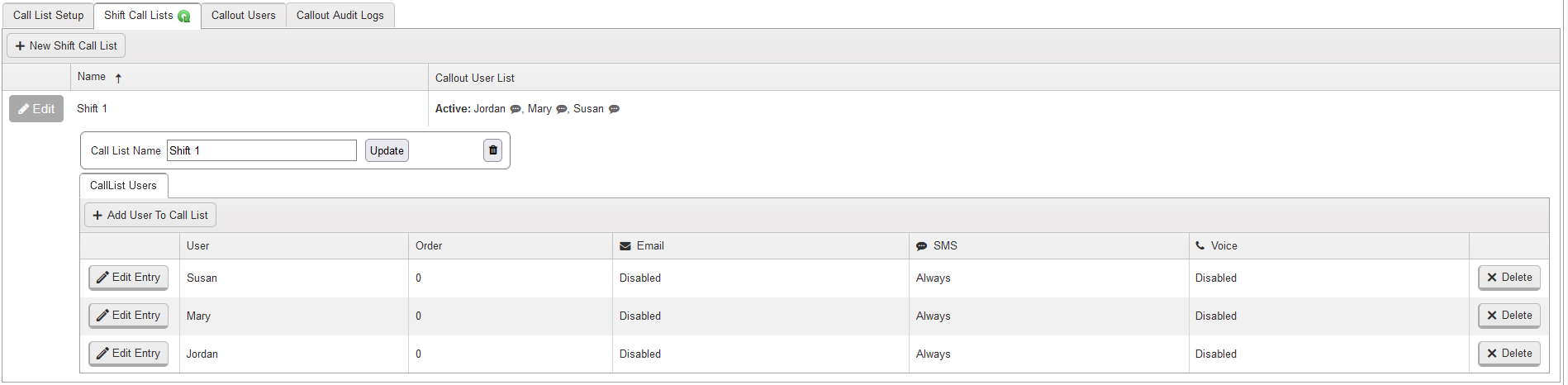 Call List Shift Change – SCADACore Support Site